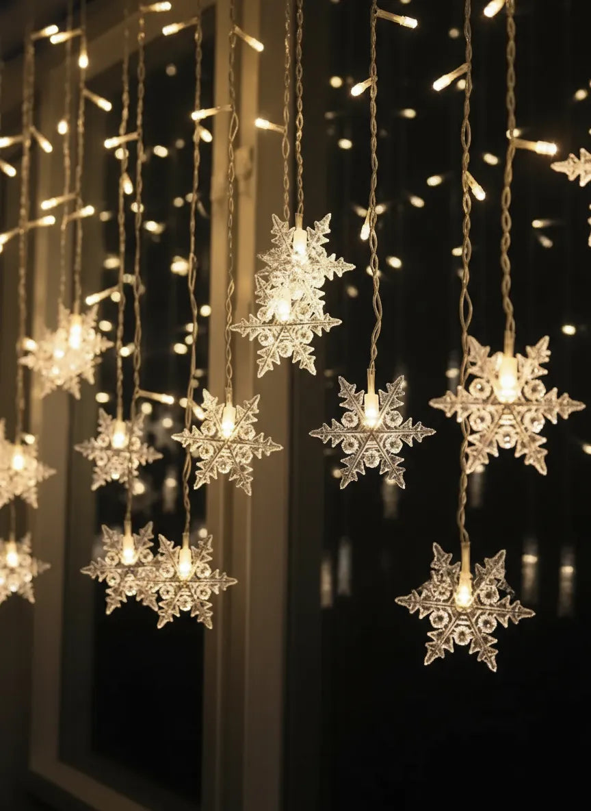Snowflake Curtain Lights – 3.5 m (11.5 ft) – Home Serenity